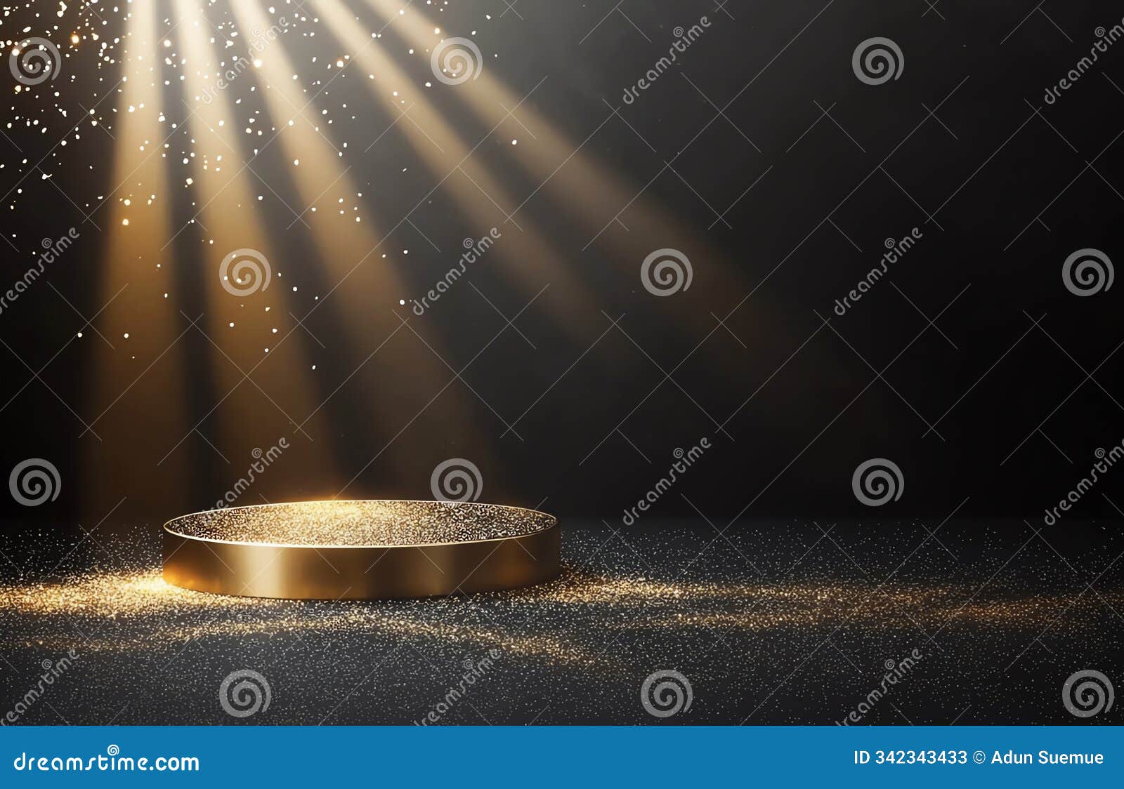 A Dramatic Spotlight Shines on a Golden Platform, Surrounded by ...