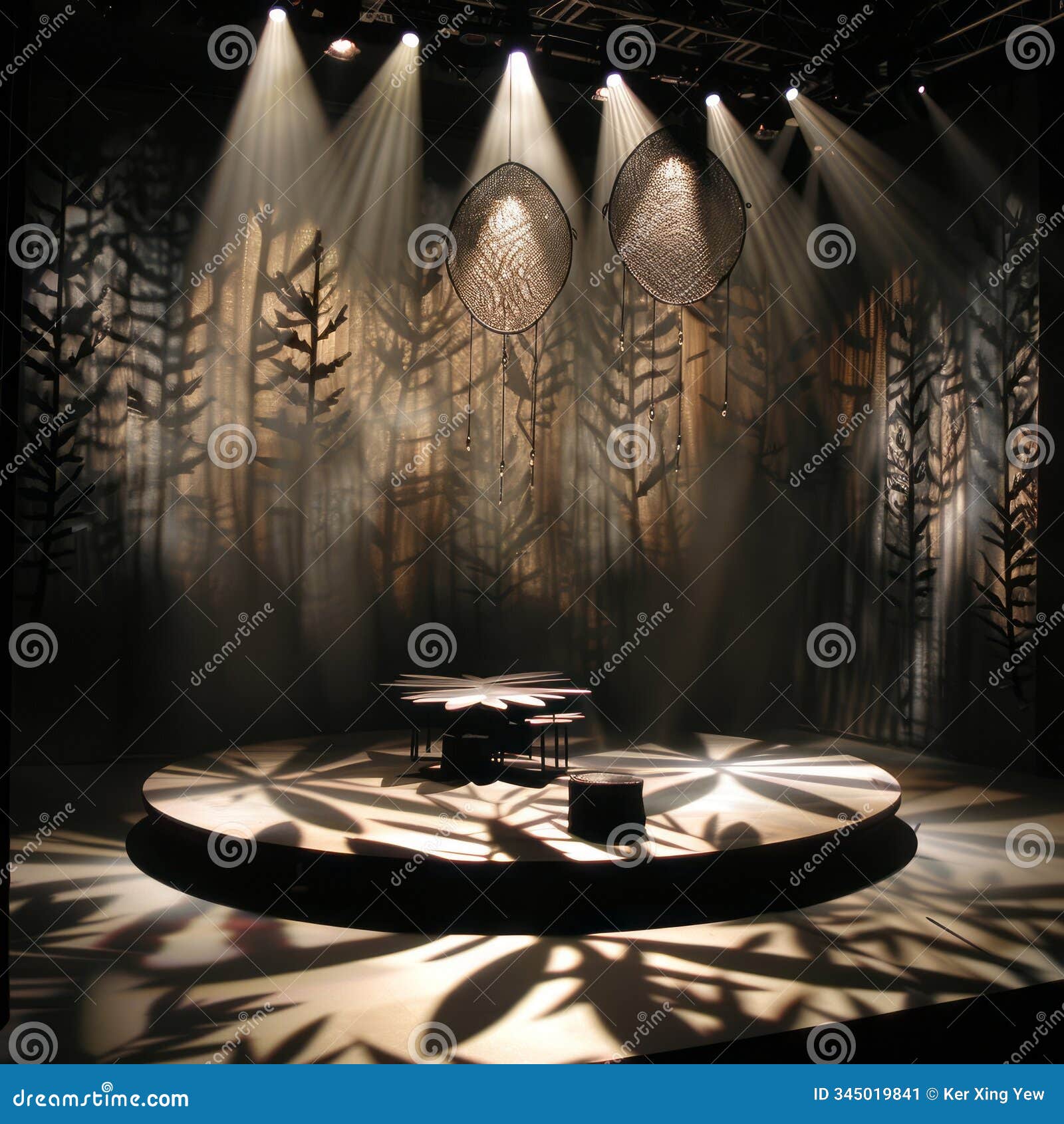 Dramatic Stage Lighting with Artistic Shadow Patterns on Circular ...