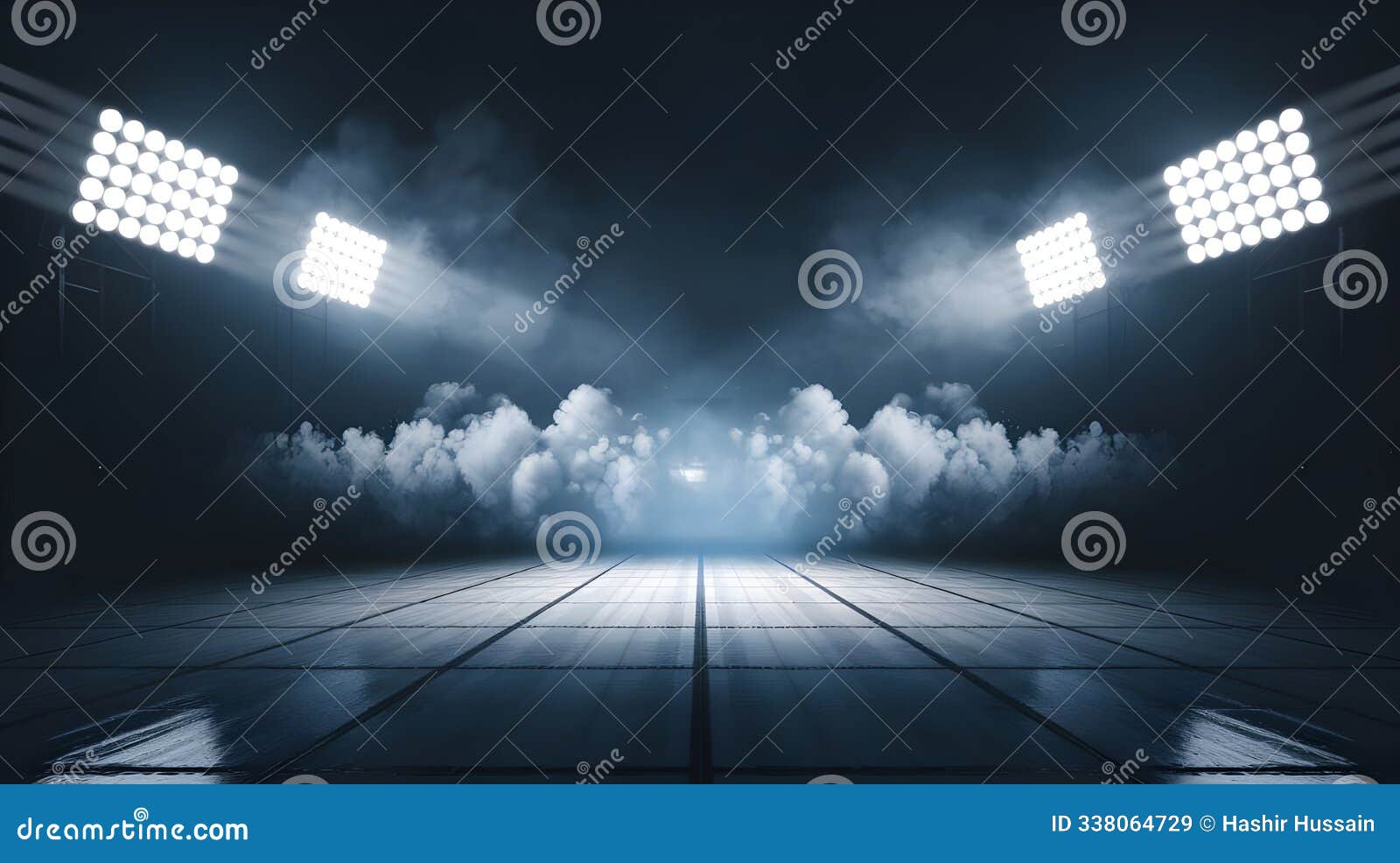 Dramatic Stage Lights with Smoke and Tile Floor Concert Performance ...