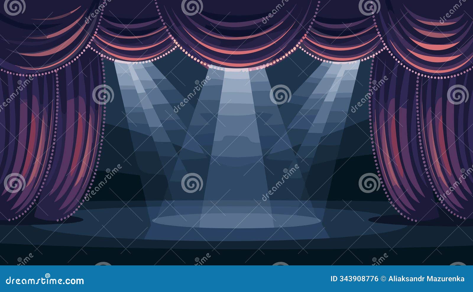 Dramatic Stage Setting with Shimmering Drapes in Deep Hues, Catching ...
