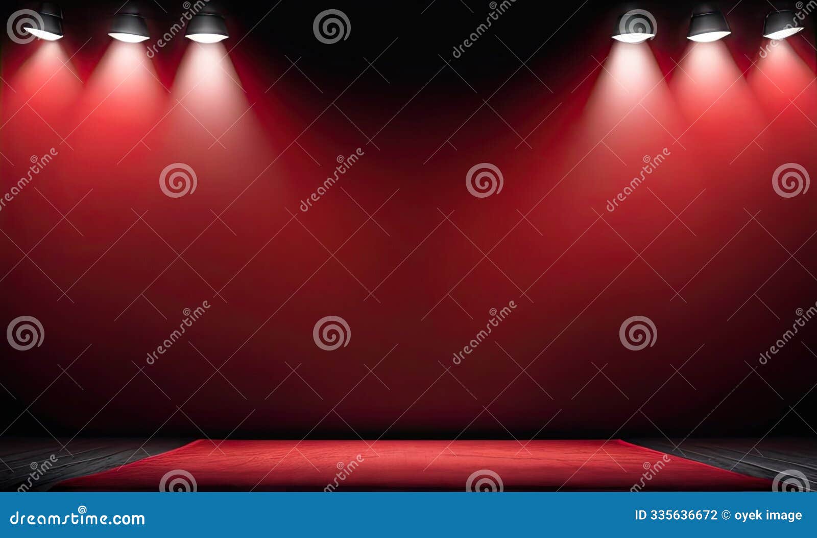 A Dramatic Stage Setup with Overhead Lights Casting a Bright Glow Stock ...