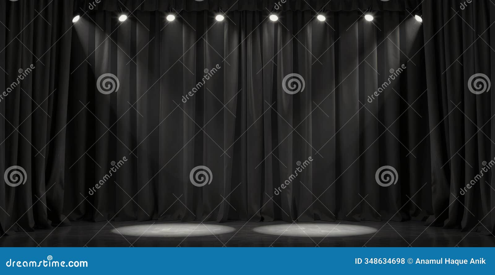 Dramatic Stage Setup with Spotlight on a Theatrical Black Curtain ...