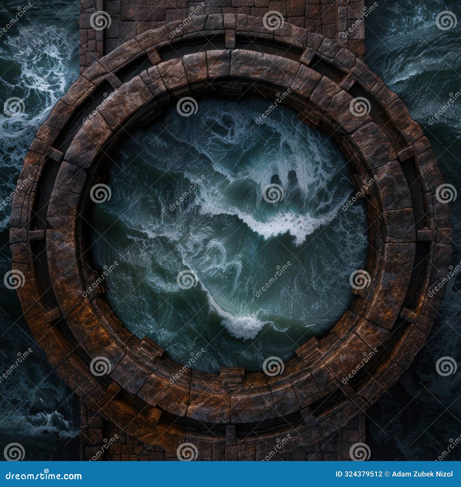 Dramatic Stone Archway Overlooking Crashing Ocean Waves Stock ...