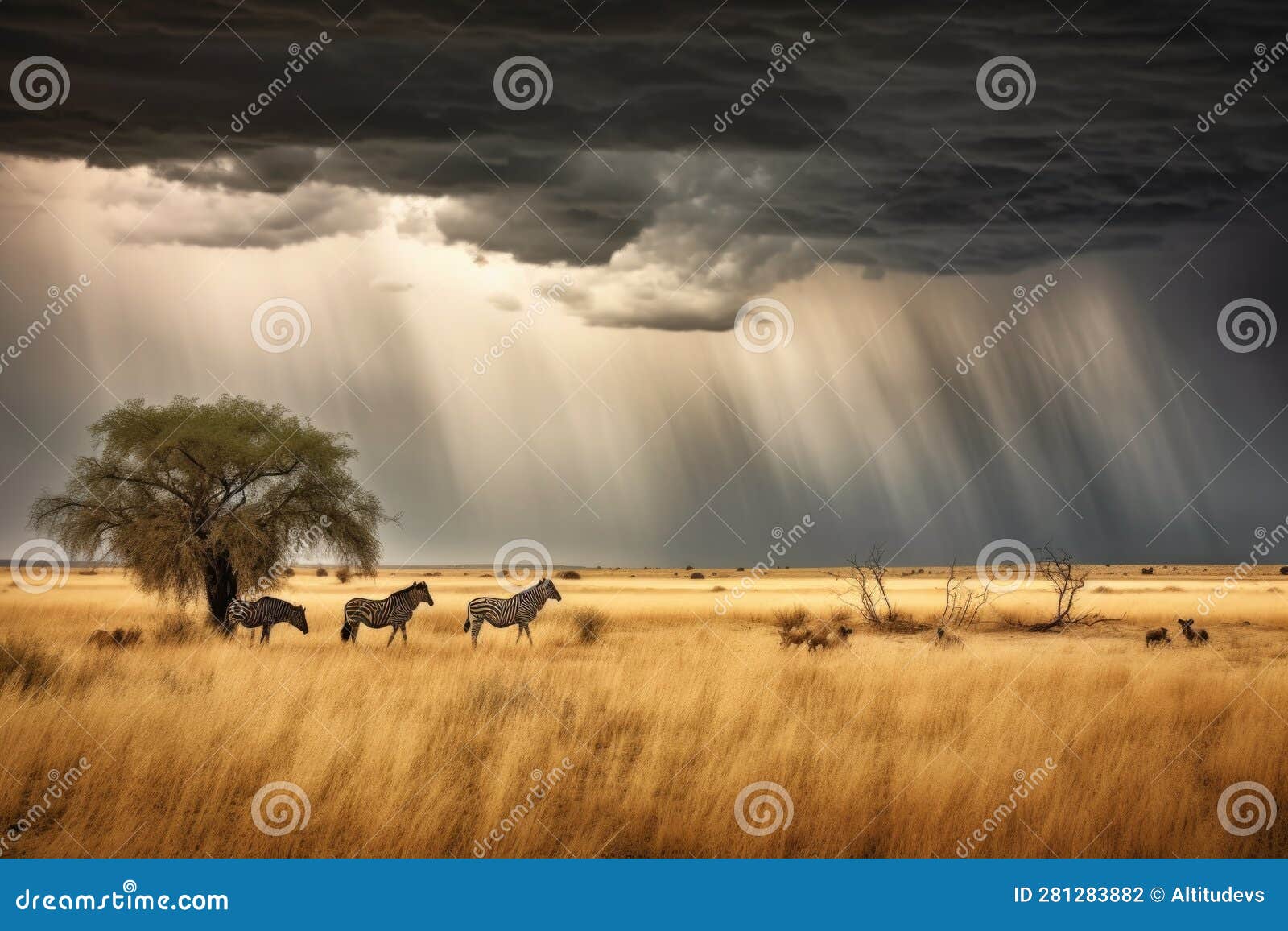 A Dramatic Storm Approaching Over the African Savanna Stock ...