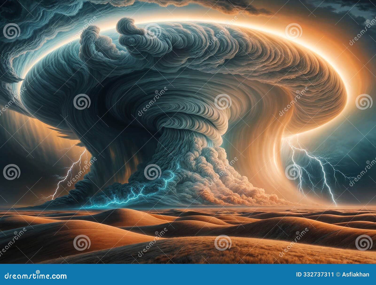 A Dramatic Storm Cloud Formation Over a Desert Landscape and Cloud ...