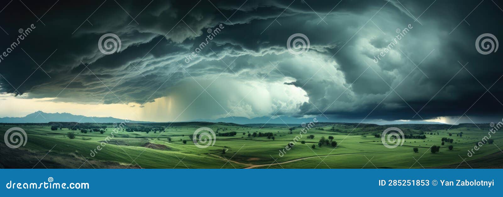 Dramatic Storm Clouds Gathering Over an Expansive Open Field Stock ...