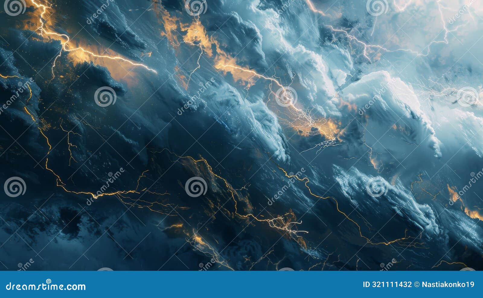 Dramatic Storm Clouds with Lightning Strikes, Night Sky. Nature Power ...