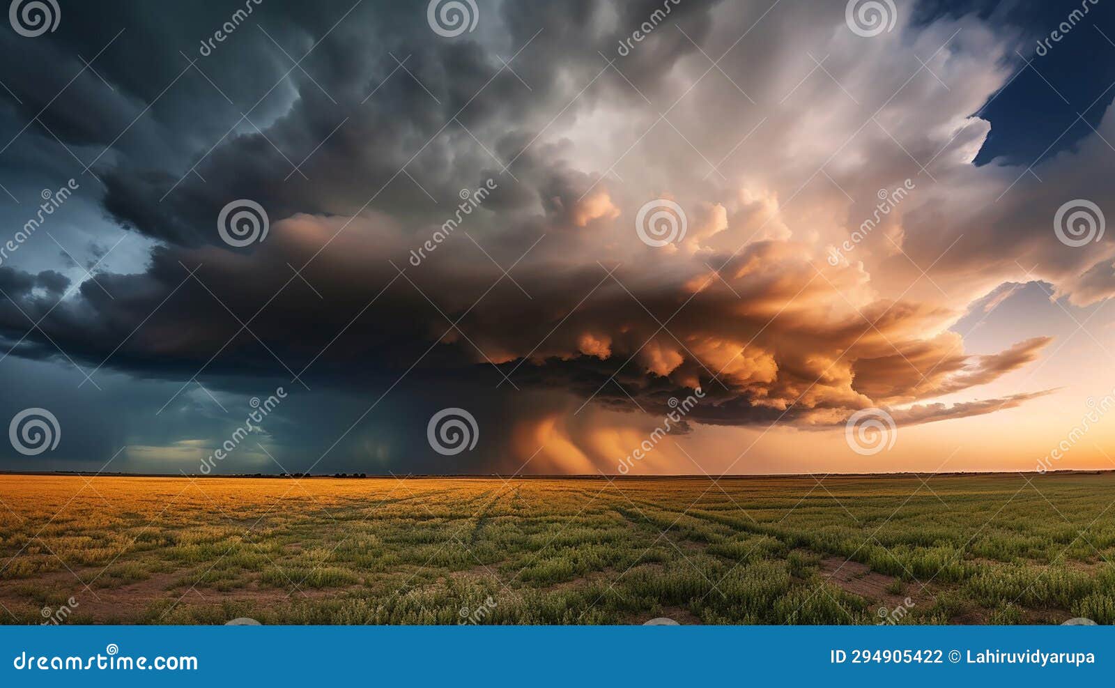 Dramatic Storm Clouds Over the Prairie Stock Illustration ...