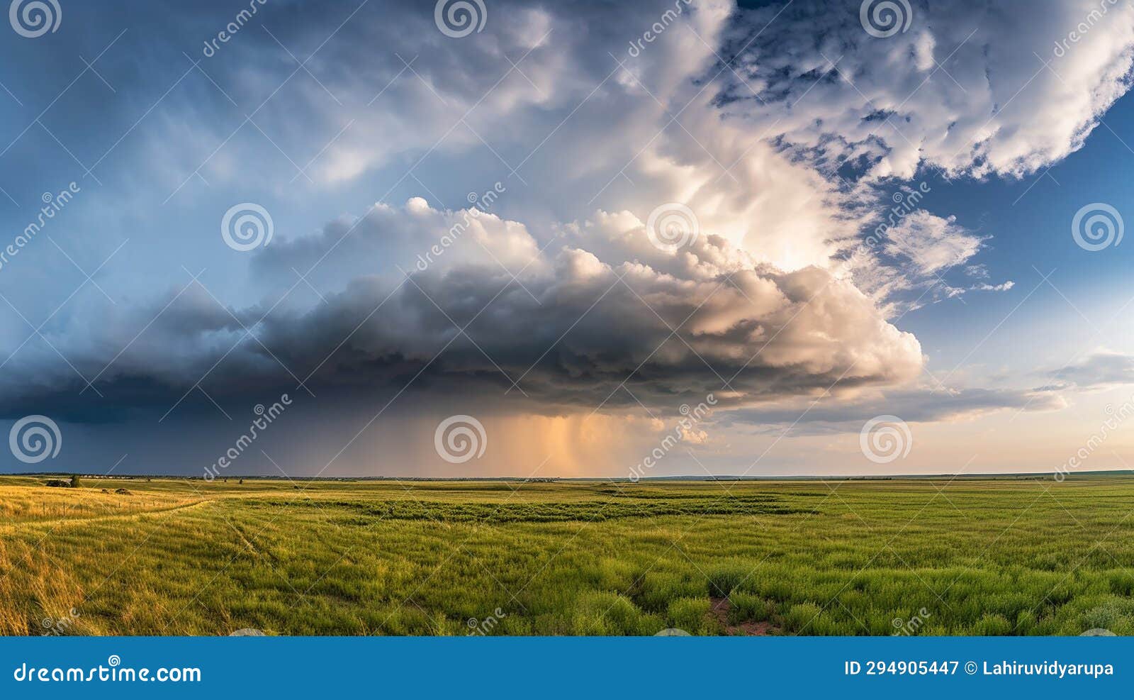 Dramatic Storm Clouds Over the Prairie Stock Illustration ...