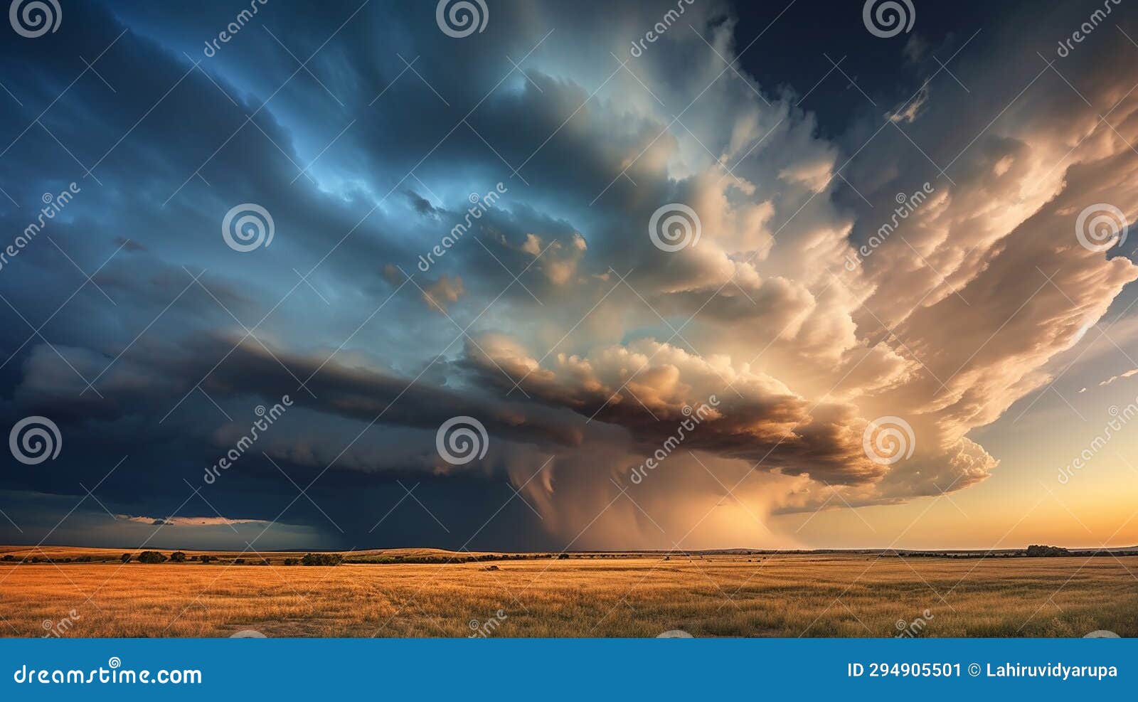 Dramatic Storm Clouds Over the Prairie Stock Illustration ...