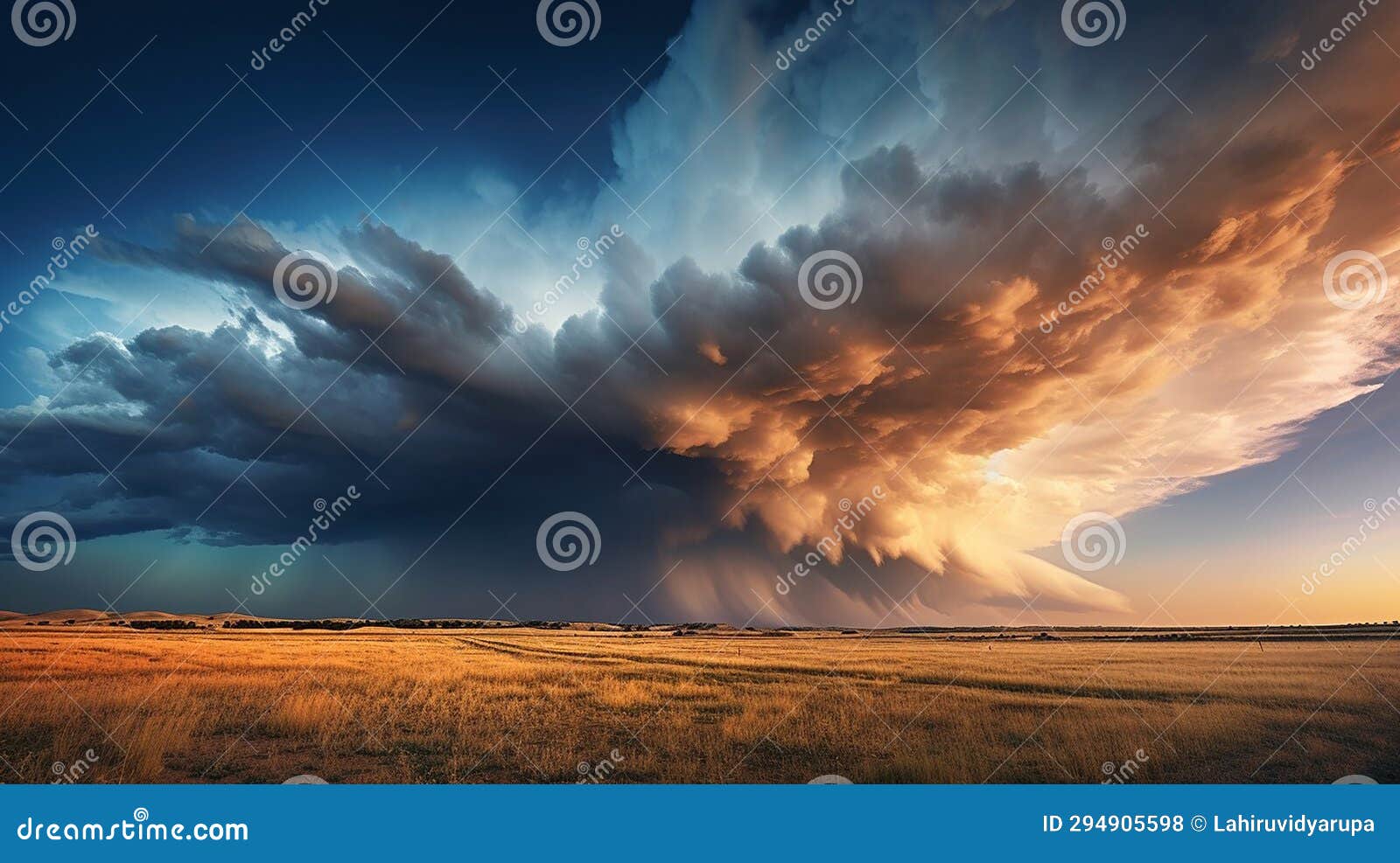Dramatic Storm Clouds Over the Prairie Stock Illustration ...