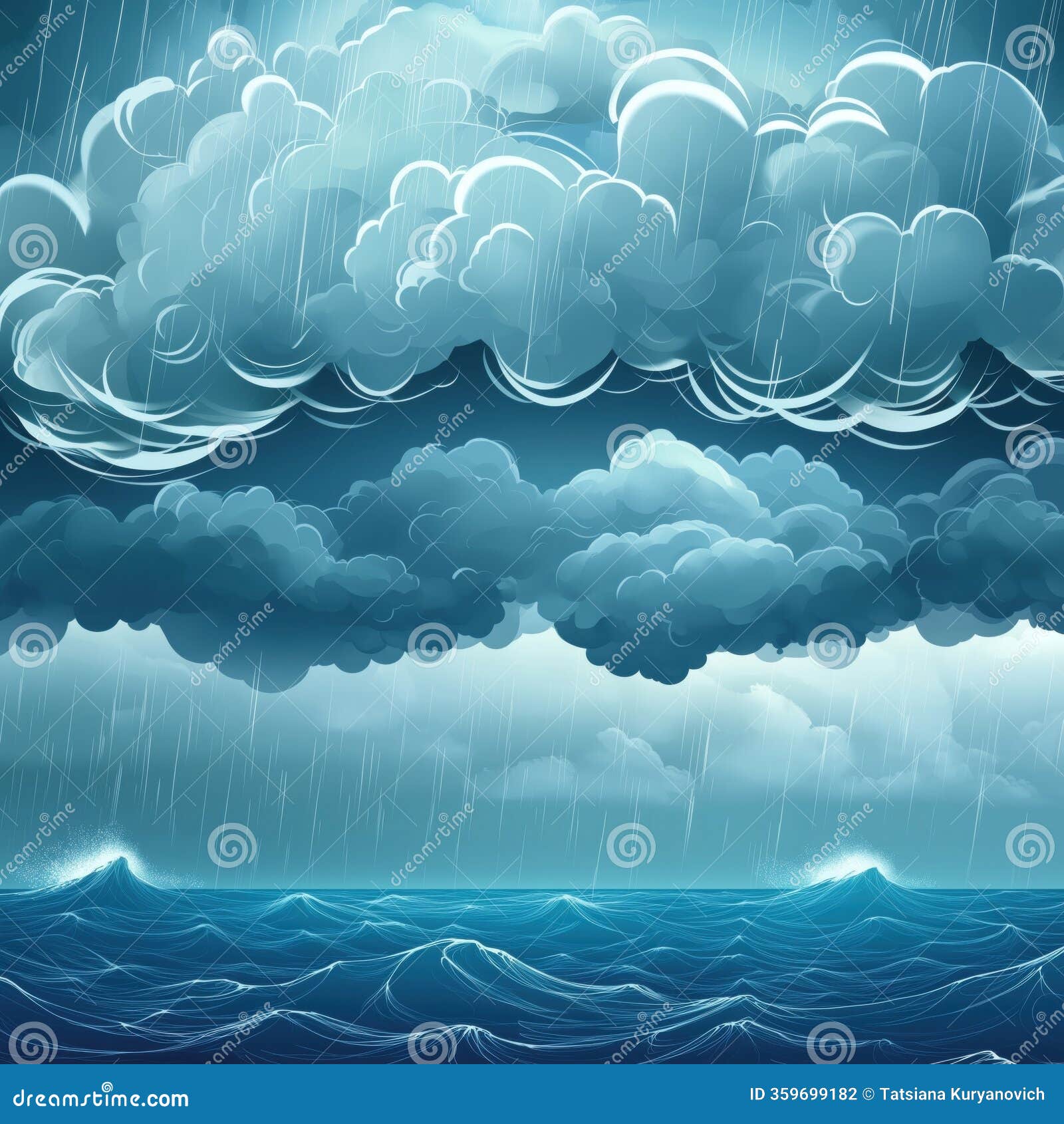 Dramatic Storm Clouds Over Turbulent Ocean Waves, Showcasing Dark ...