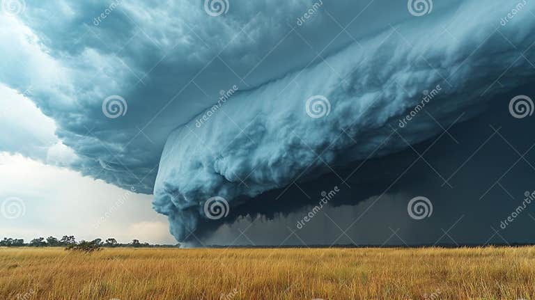 Dramatic Storm Clouds Rolling in Over a Field of Tall Grass Stock ...