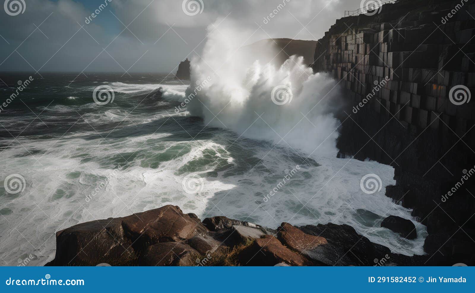 Dramatic Stormy Ocean with Powerful Waves Crashing on the Rocks Stock ...