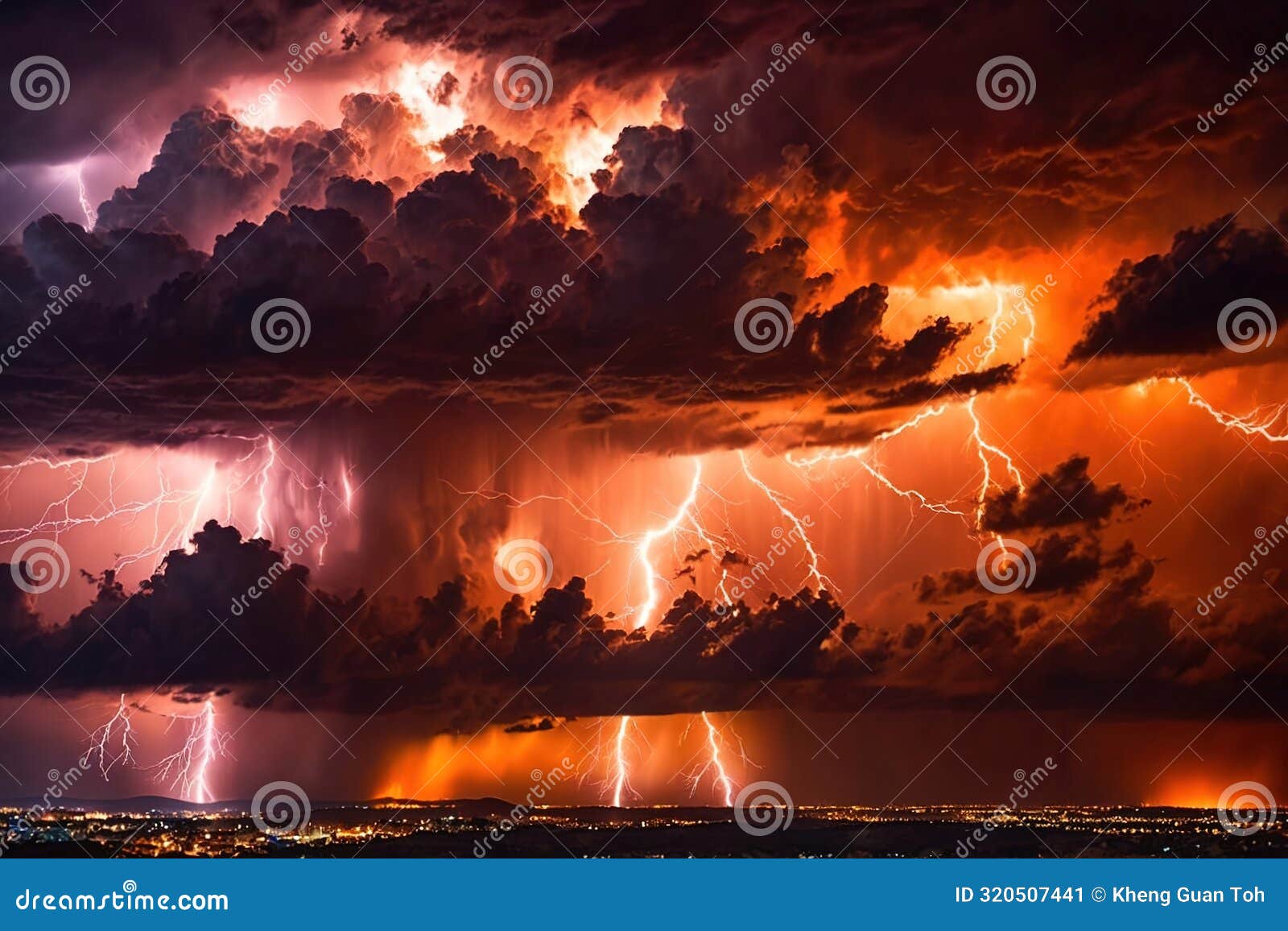 Dramatic Stormy Sunset Weather with Black Clouds and Thunder Lightning ...