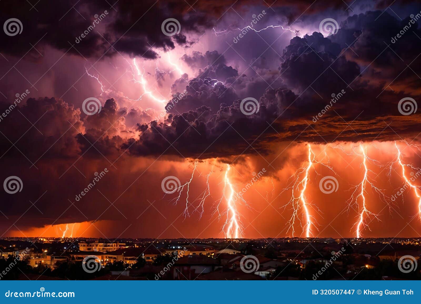 Dramatic Stormy Sunset Weather with Black Clouds and Thunder Lightning ...