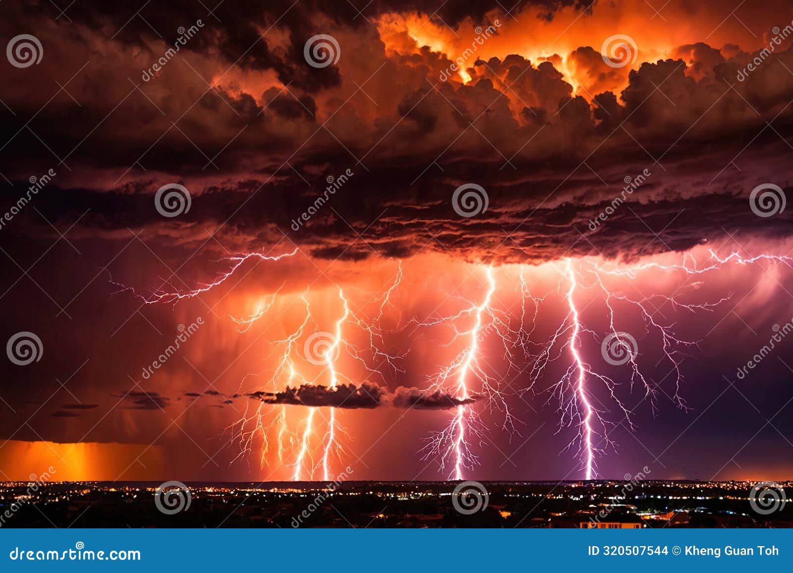 Dramatic Stormy Sunset Weather with Black Clouds and Thunder Lightning ...