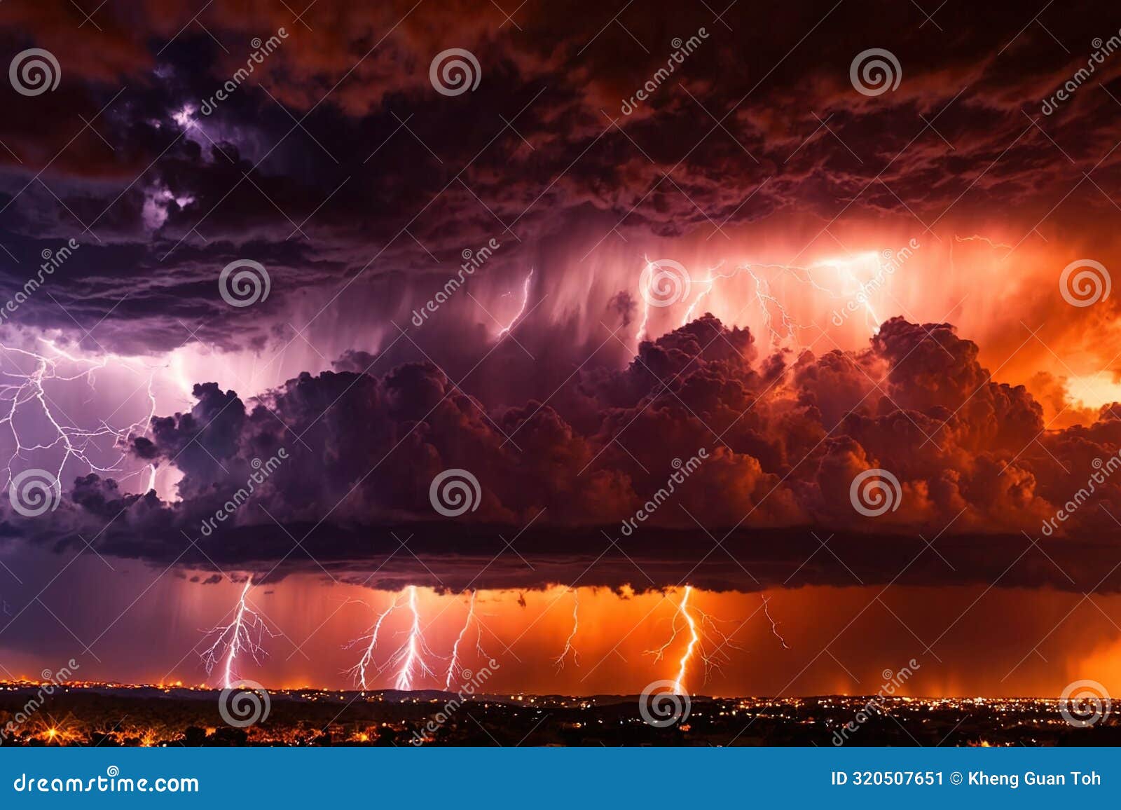Dramatic Stormy Sunset Weather with Black Clouds and Thunder Lightning ...