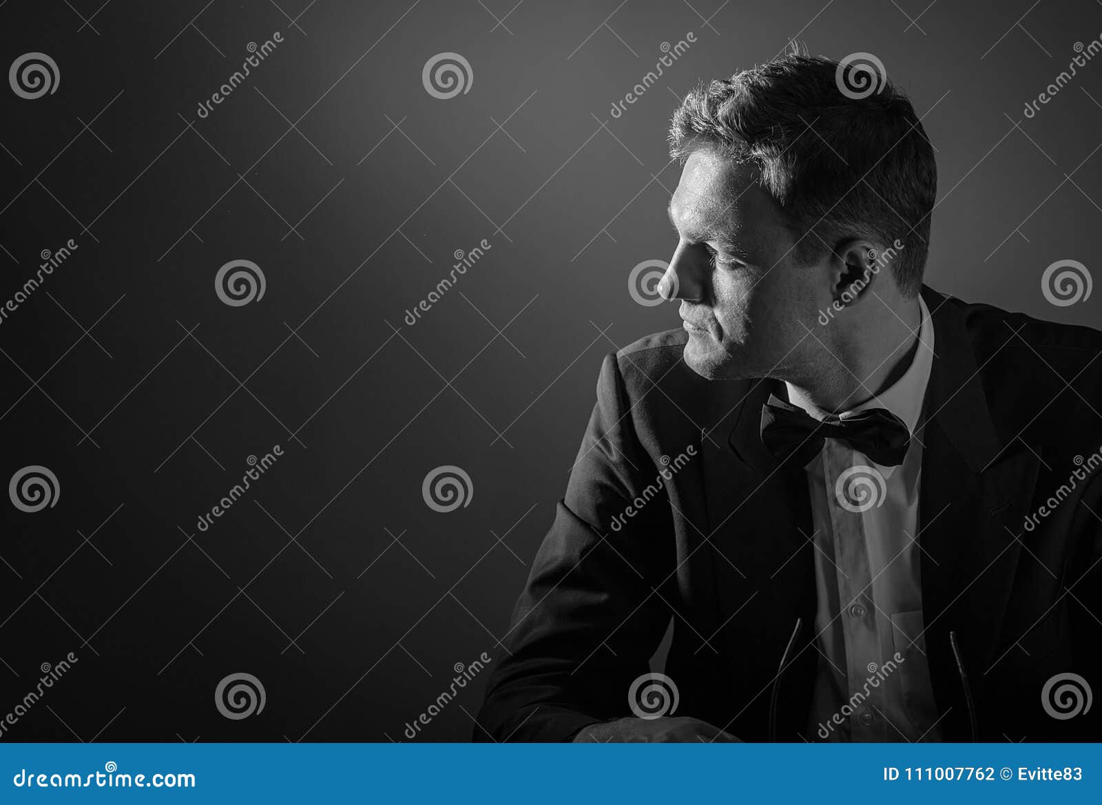 Dramatic Studio Portrait of a Man. Black & White Photo Stock Photo ...