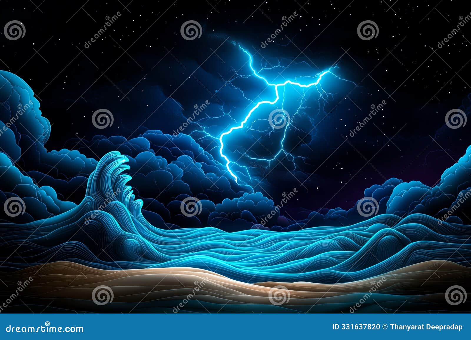 A Dramatic, Stylized Image of a Stormy Night Sky with a Single ...