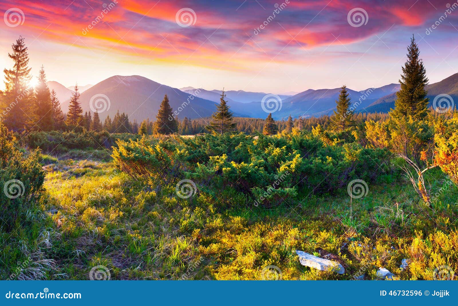 Dramatic Summer Sunset in Carpathian Mountains. Stock Photo - Image of ...