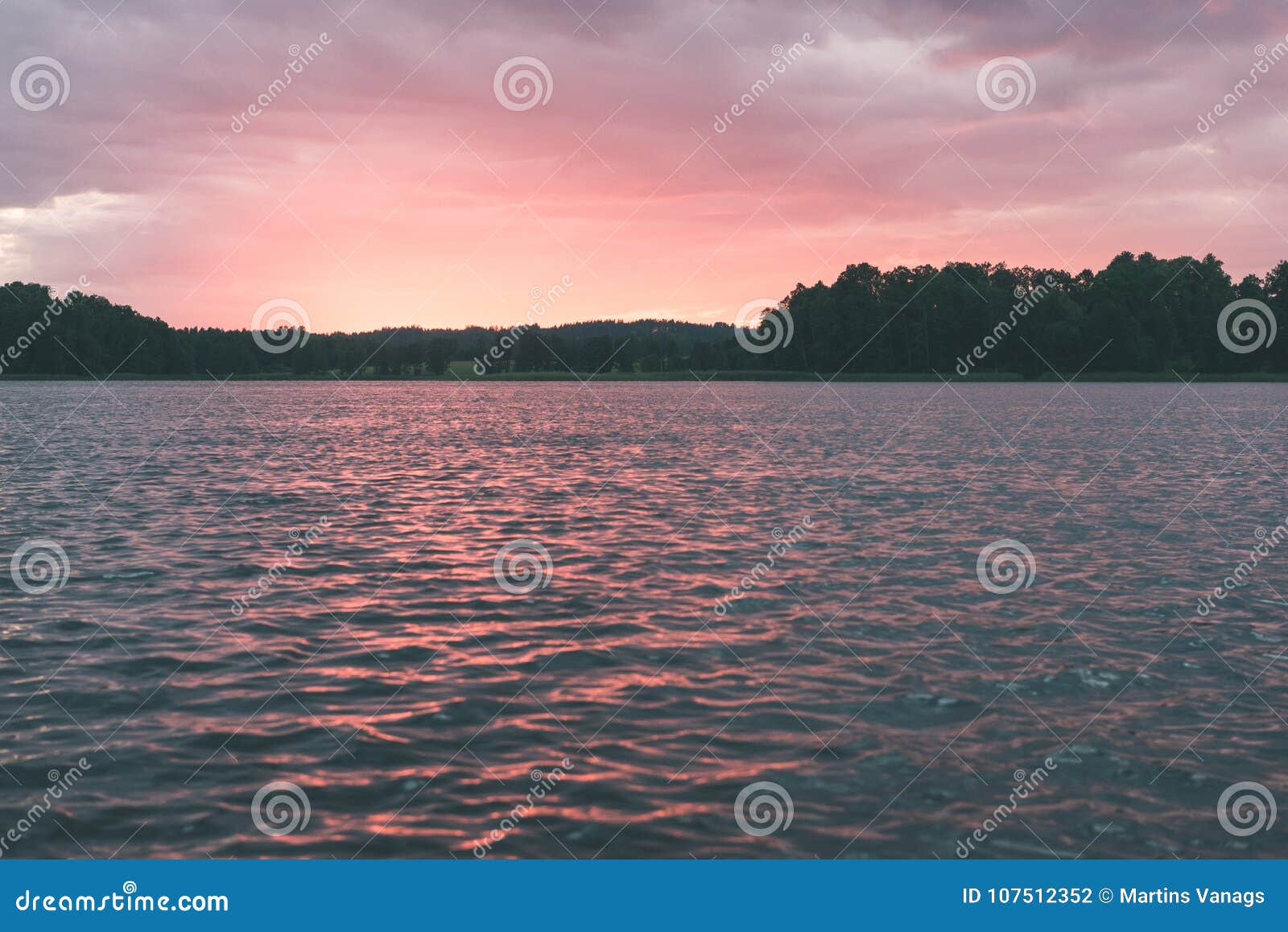 Dramatic Summer Sunset at the River with Blue Sky, Red and Orang Stock ...