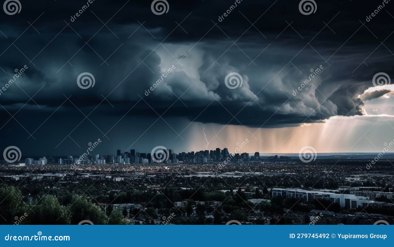 A Dramatic Summer Thunderstorm Electrifies the Modern City Skyline ...