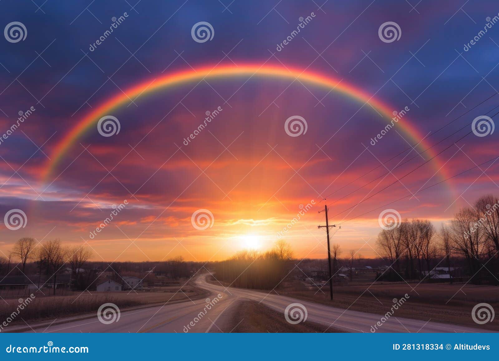 Dramatic Sun Halo with Vivid Rainbow Colors Stock Illustration ...