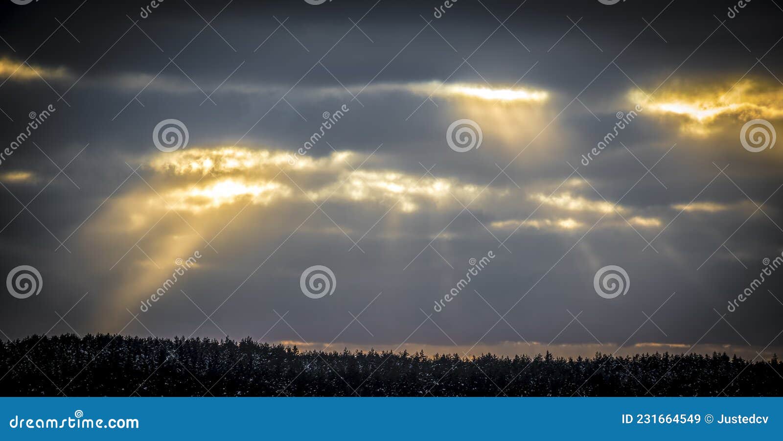 Dramatic Sunbeams in Dark Sky Stock Image - Image of natural, blurred ...