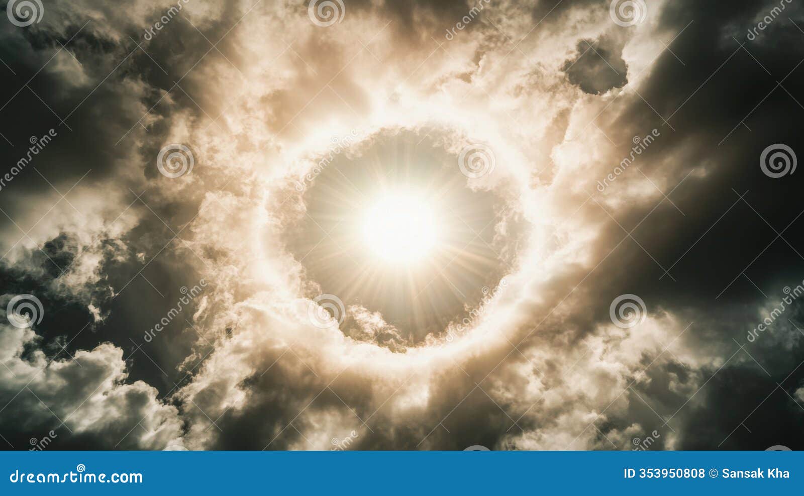 Dramatic Sunburst through Hole in Dark Clouds Heavenly Light Bright ...