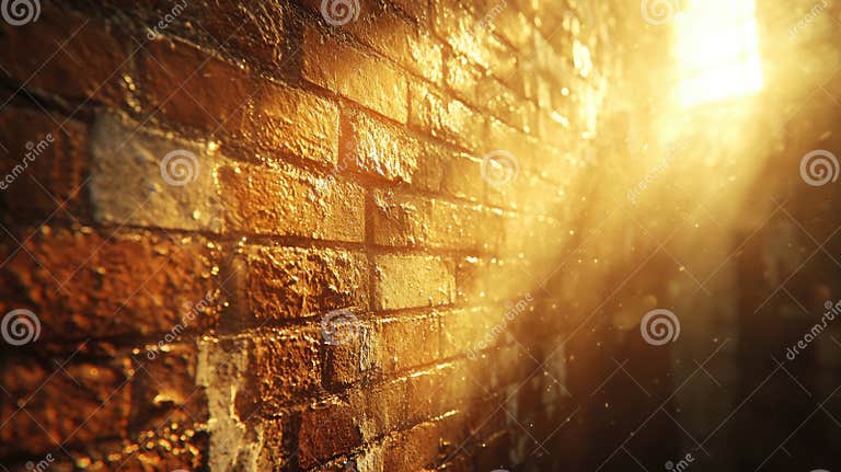 Brick Wall Illuminated with Dramatic Sunlight, Abstract Background ...