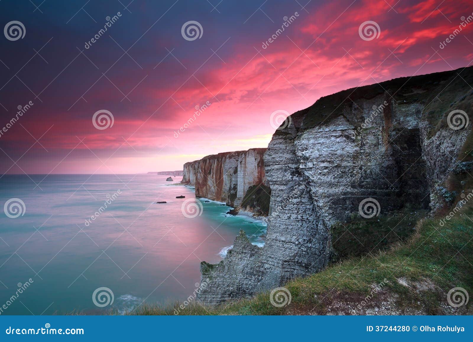 Dramatic Sunrise Over Cliffs in Atlantic Ocean Stock Photo - Image of ...