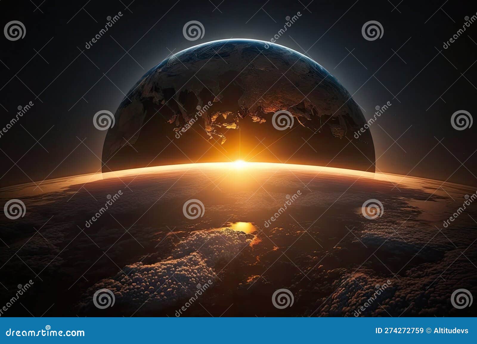 A Dramatic Sunrise Over a Globe, with Rays of Light Illuminating the ...