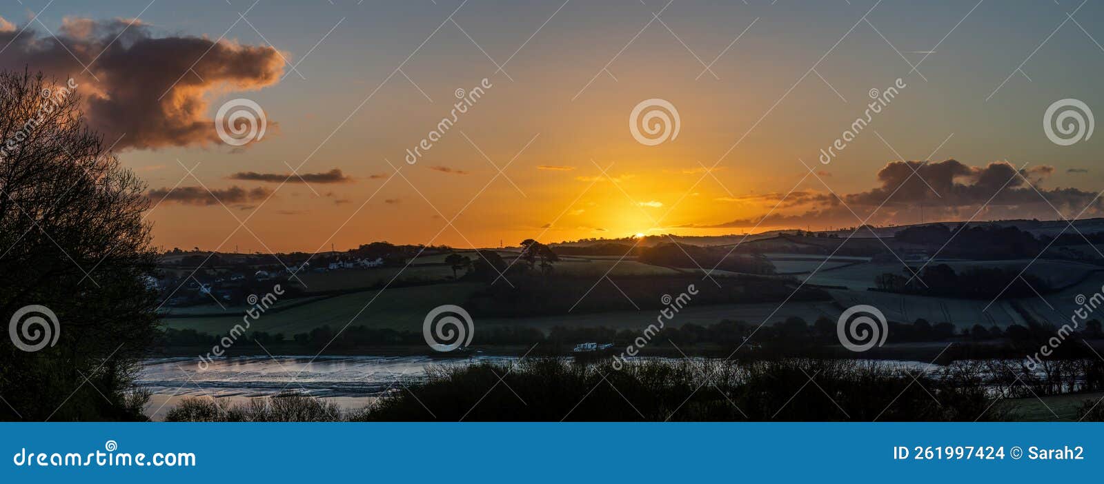 Dramatic Sunrise Sky with Clouds in North Devon, England. Stock Photo ...