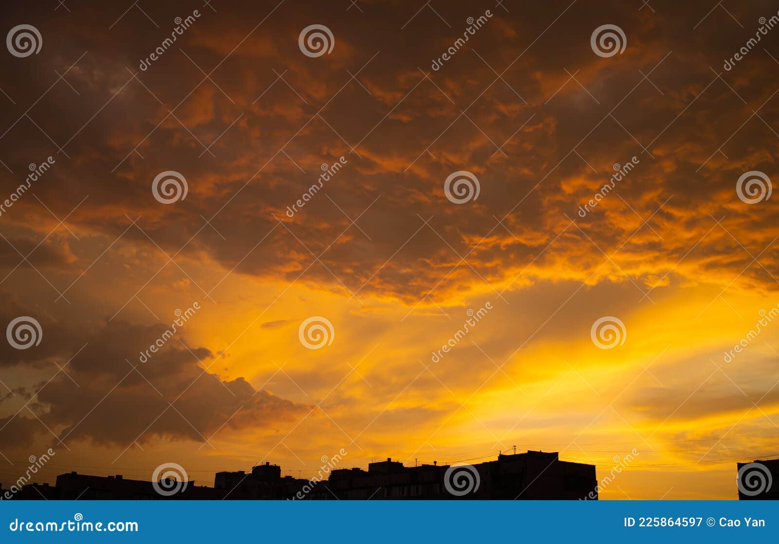 Dramatic Sunset - Bright Red Sky with Clouds Stock Image - Image of ...