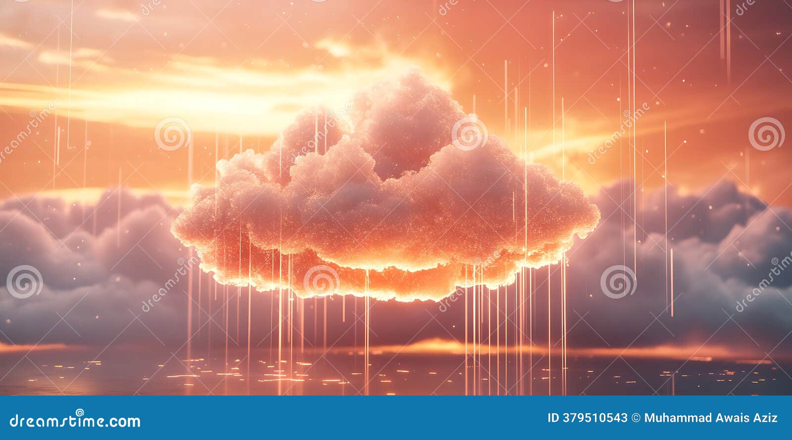 Dramatic Raining Skyline With Intense Storm Clouds And Fiery Sunset ...