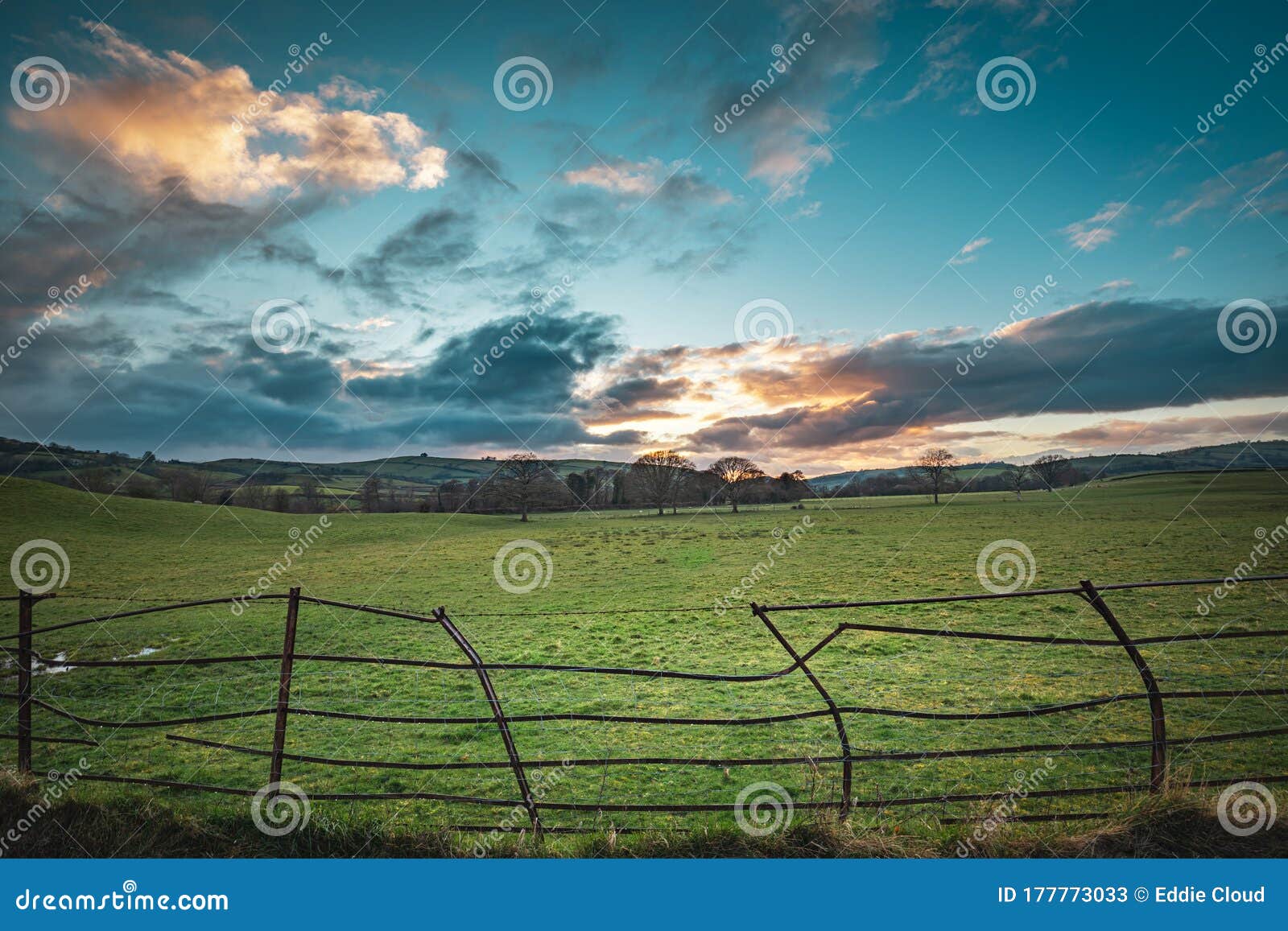 Dramatic Sunset Clouds Over British Countryside Stock Image - Image of ...