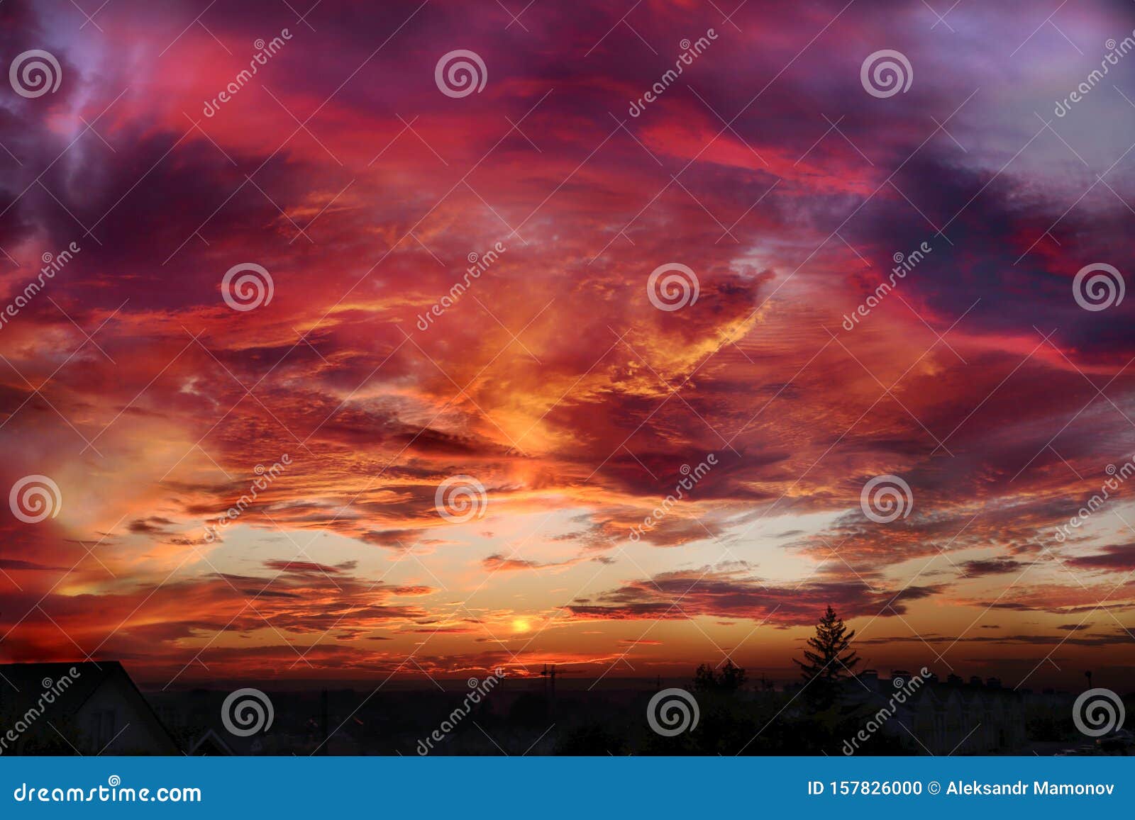 Dramatic Sunset, the Last Rays of the Sun Clouds and Sky of Incredible ...