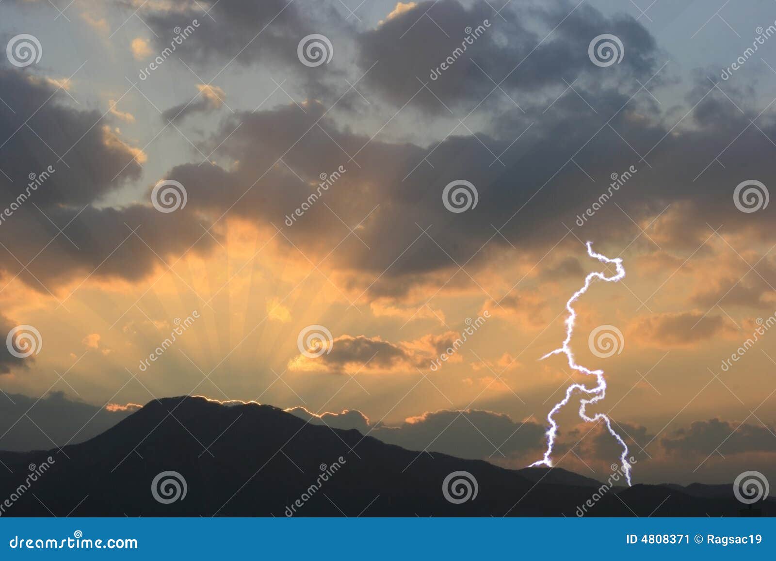 Dramatic Sunset with Lightning Stock Image - Image of spot, storm: 4808371
