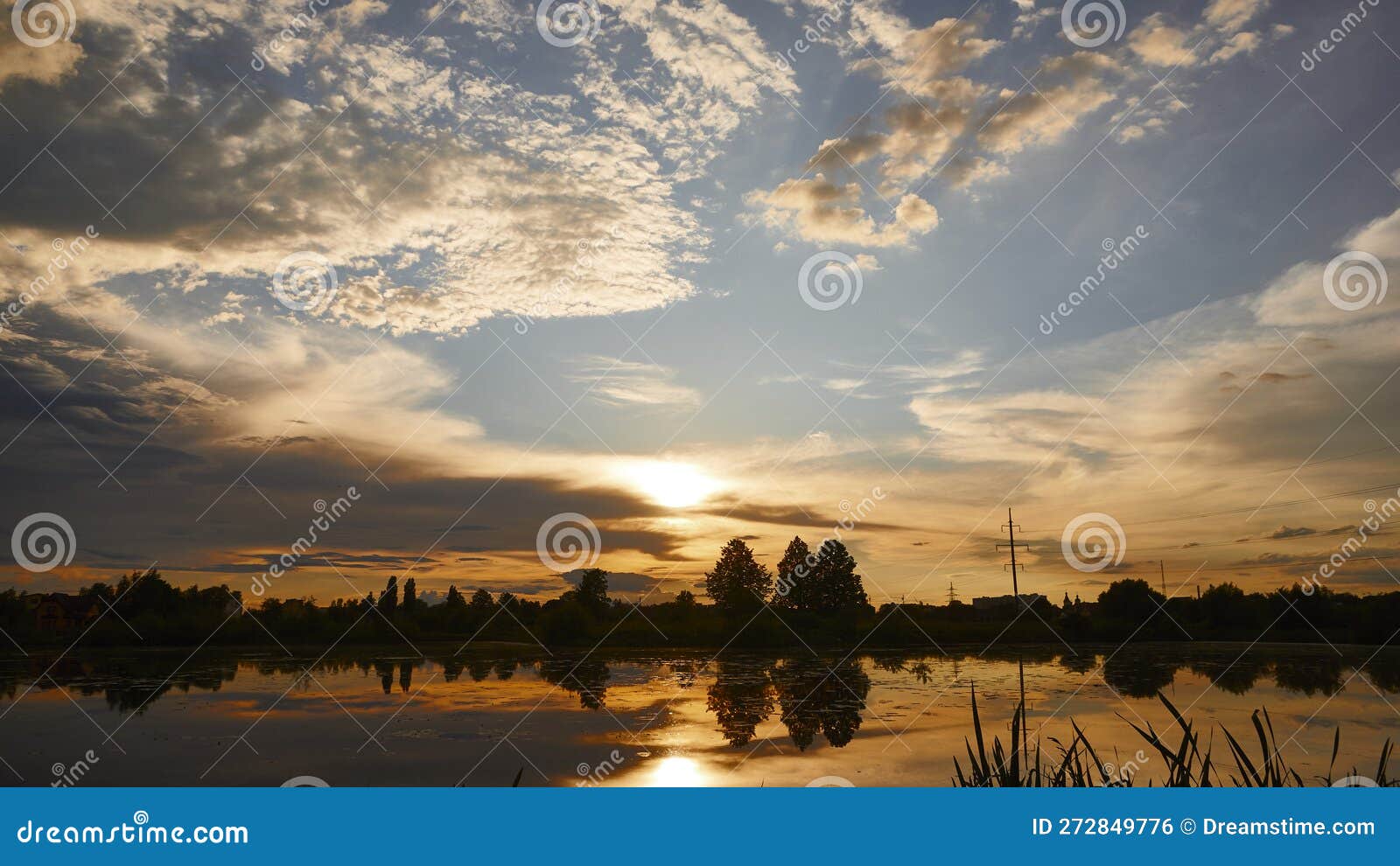 Dramatic Sunset Like Fire in the Sky with Golden Clouds Stock Photo ...