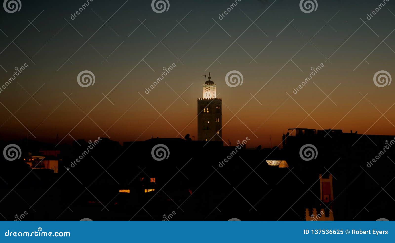 Dramatic Sunset in Marrakech Stock Image - Image of peace, building ...
