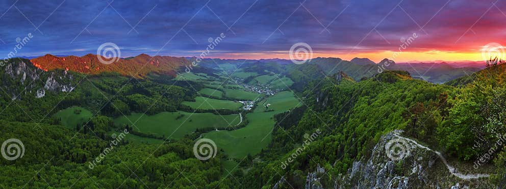 Dramatic Sunset in Mountain Sulov. Stock Photo - Image of field ...