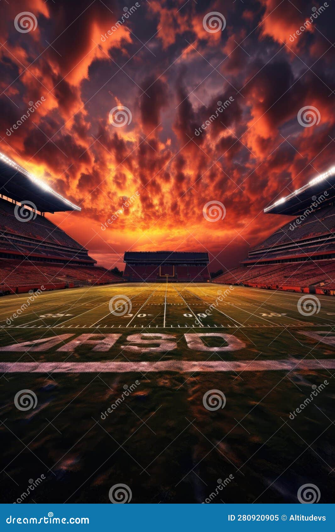 Dramatic Sunset Over an American Football Stadium Stock Illustration ...