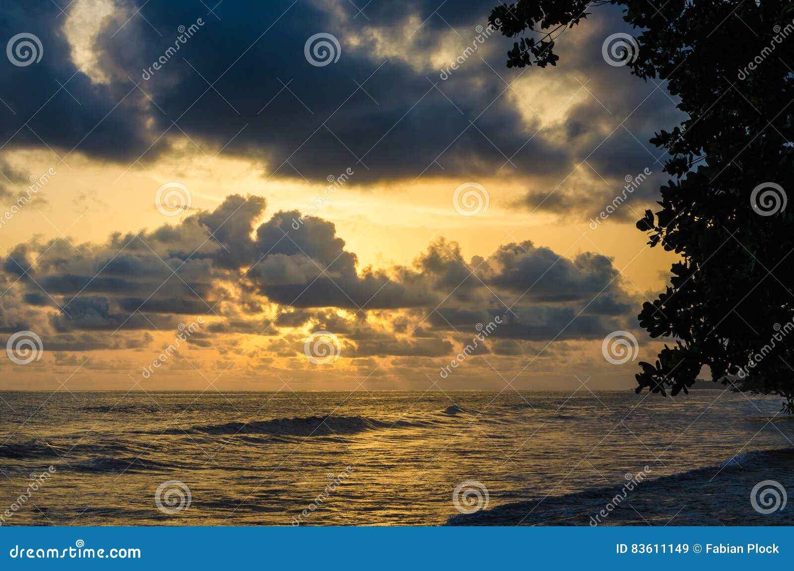 Dramatic Sunset Over Atlantic Ocean with Cloudy Sky at Limbe, Cameroon ...