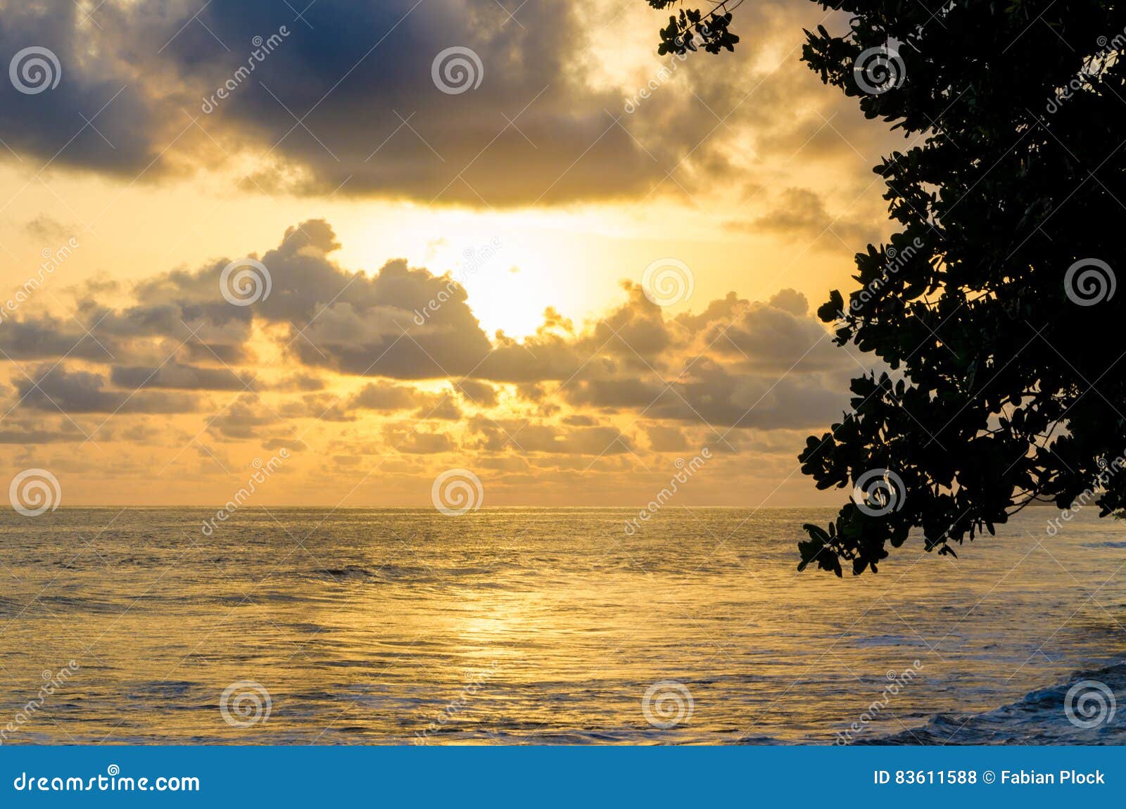 Dramatic Sunset Over Atlantic Ocean with Cloudy Sky at Limbe, Cameroon ...