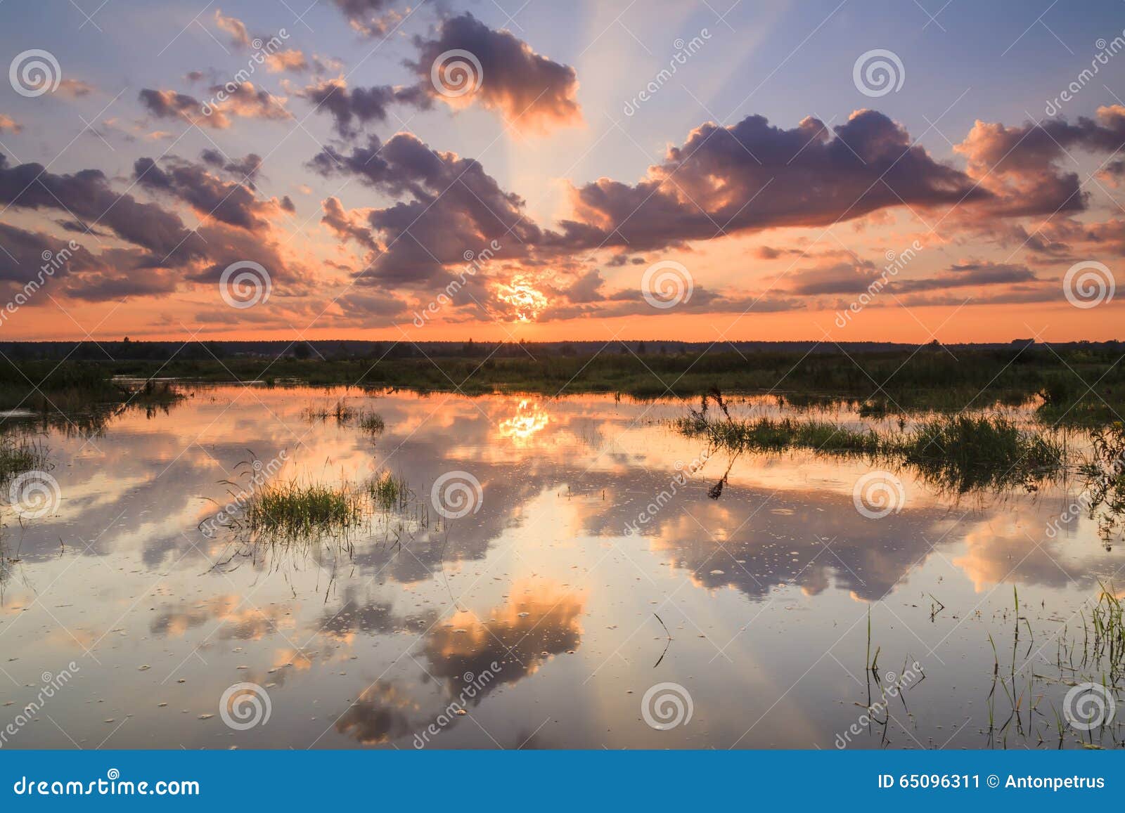 Dramatic Sunset Over the Countryside Stock Image - Image of gold, rays ...