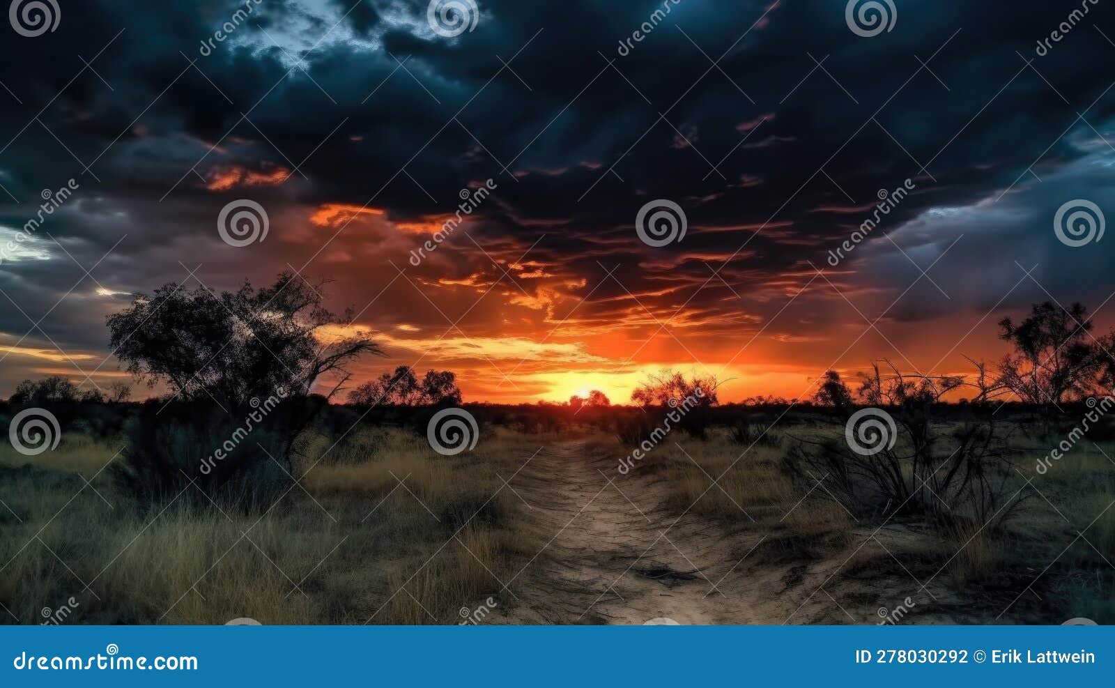 Dramatic Sunset Over a Dirt Road in the Australian Outback - Made with ...