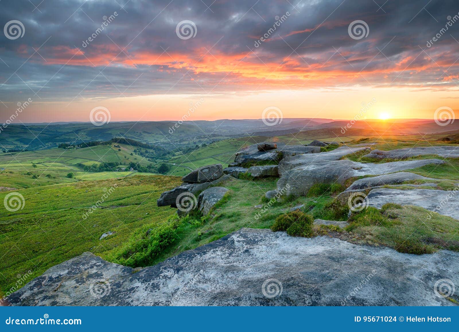 Dramatic Sunset Over Higger Tor Stock Photo - Image of moorland, moor ...