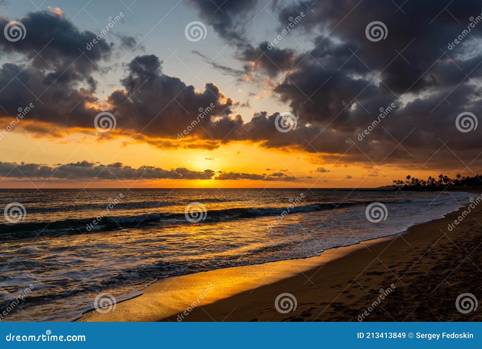Dramatic Sunset Over Ocean. Sky with Clouds Stock Image - Image of ...
