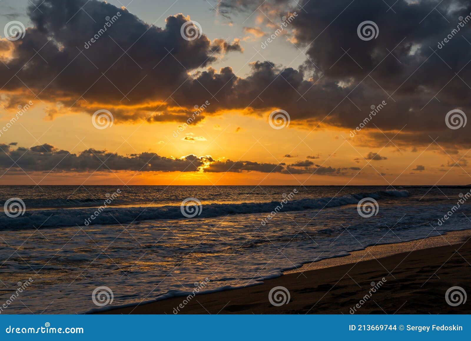 Dramatic Sunset Over Ocean. Sky with Clouds Stock Photo - Image of ...